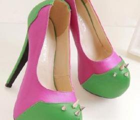 Western Style Color Block High Heels Shoes Pump on Luulla