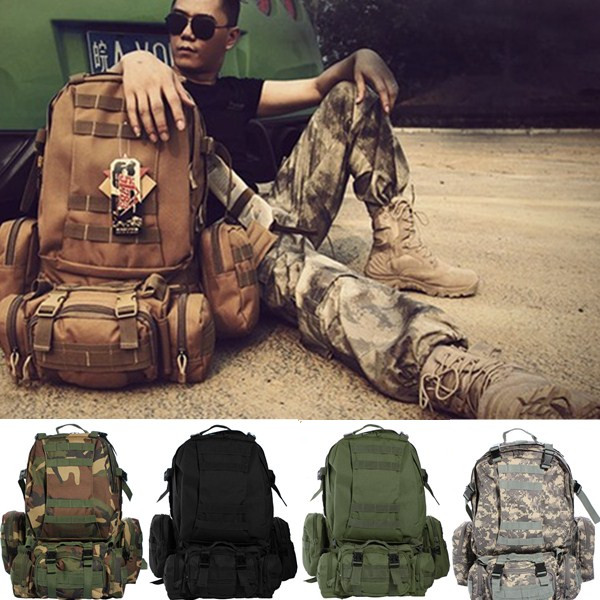 Camo Military Rucksacks Outdoor Tactical Backpack Travel Camping Bags ...